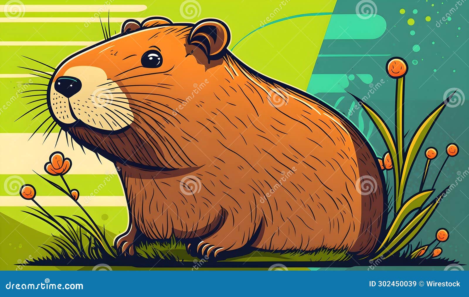 A Drawing of a Cute Capybara Stock Illustration - Illustration of ...
