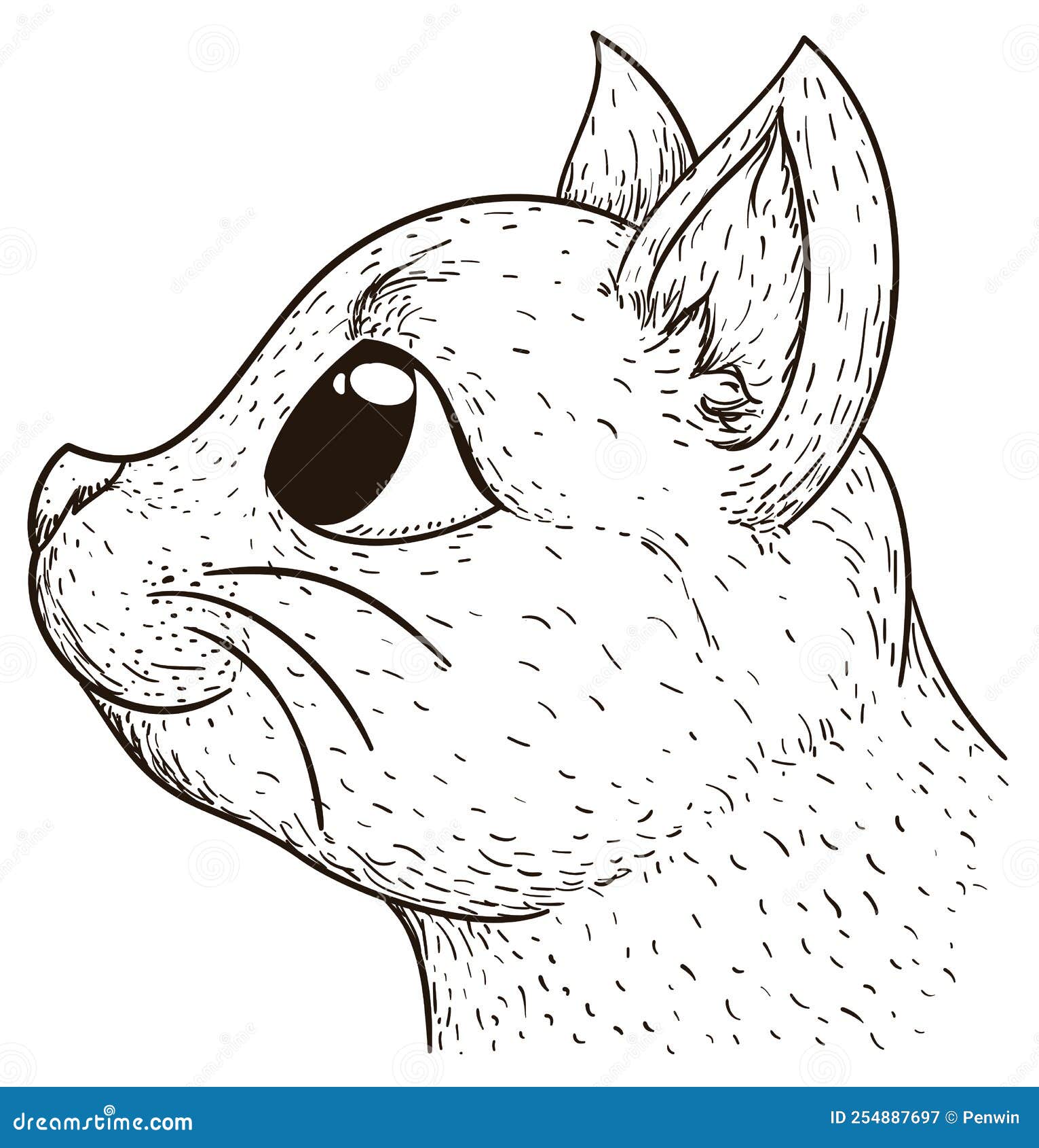 Drawing of Cute Cat in Side View, Vector Illustration Stock Vector ...