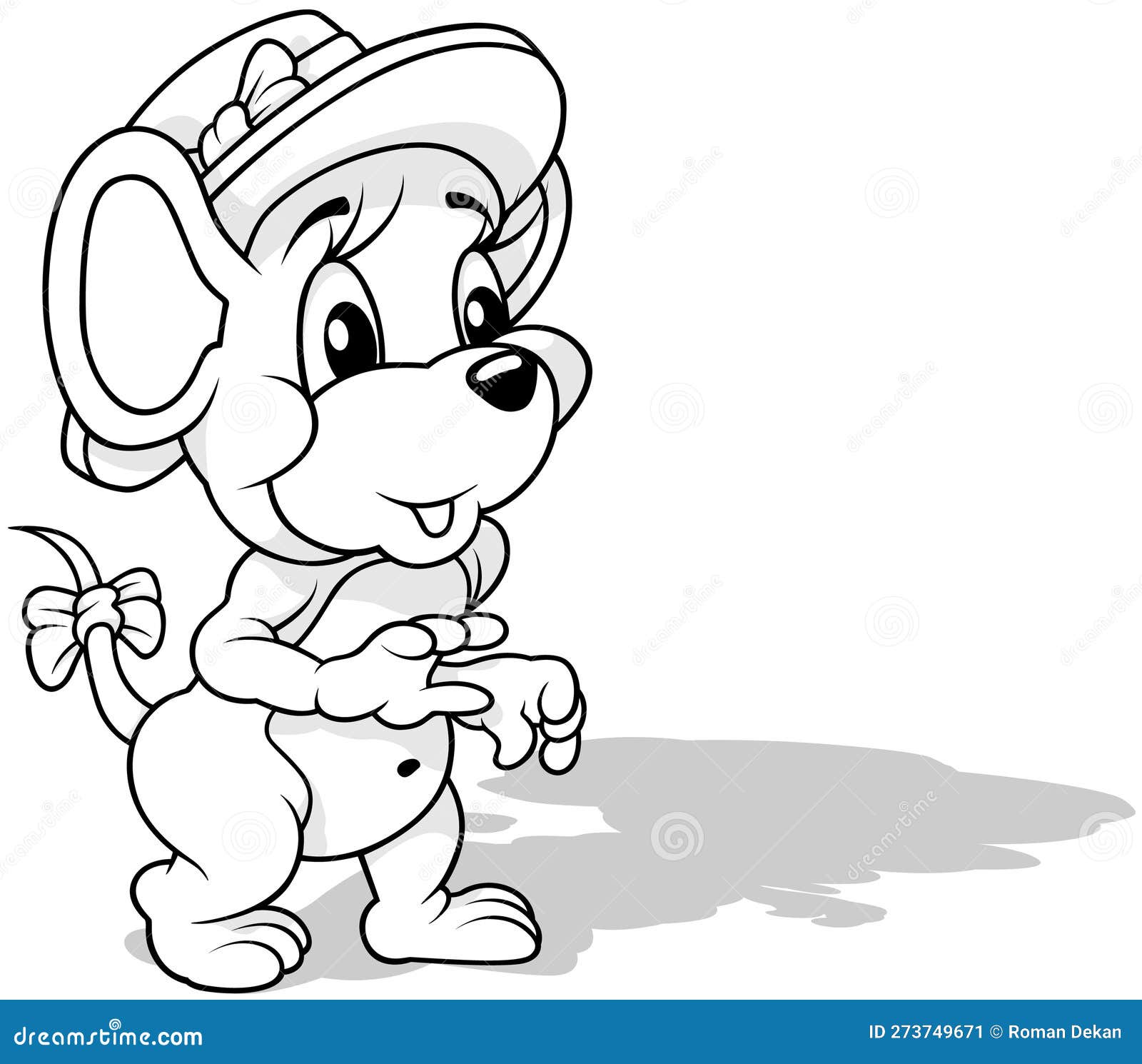 Drawing of a Cute Mouse with a Hat on Its Head Stock Illustration ...