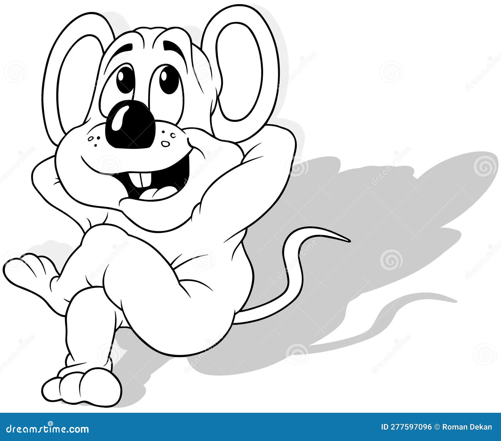 Drawing of a Cute Mouse Resting on the Ground Stock Vector ...