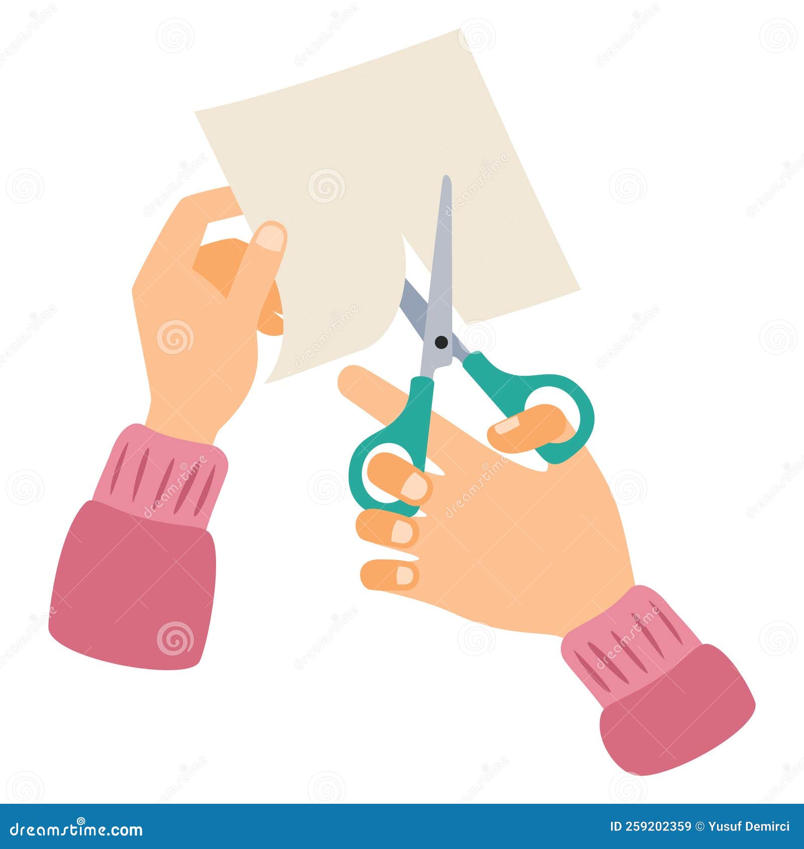 Drawing of Cutting Paper with Scissors Stock Illustration ...