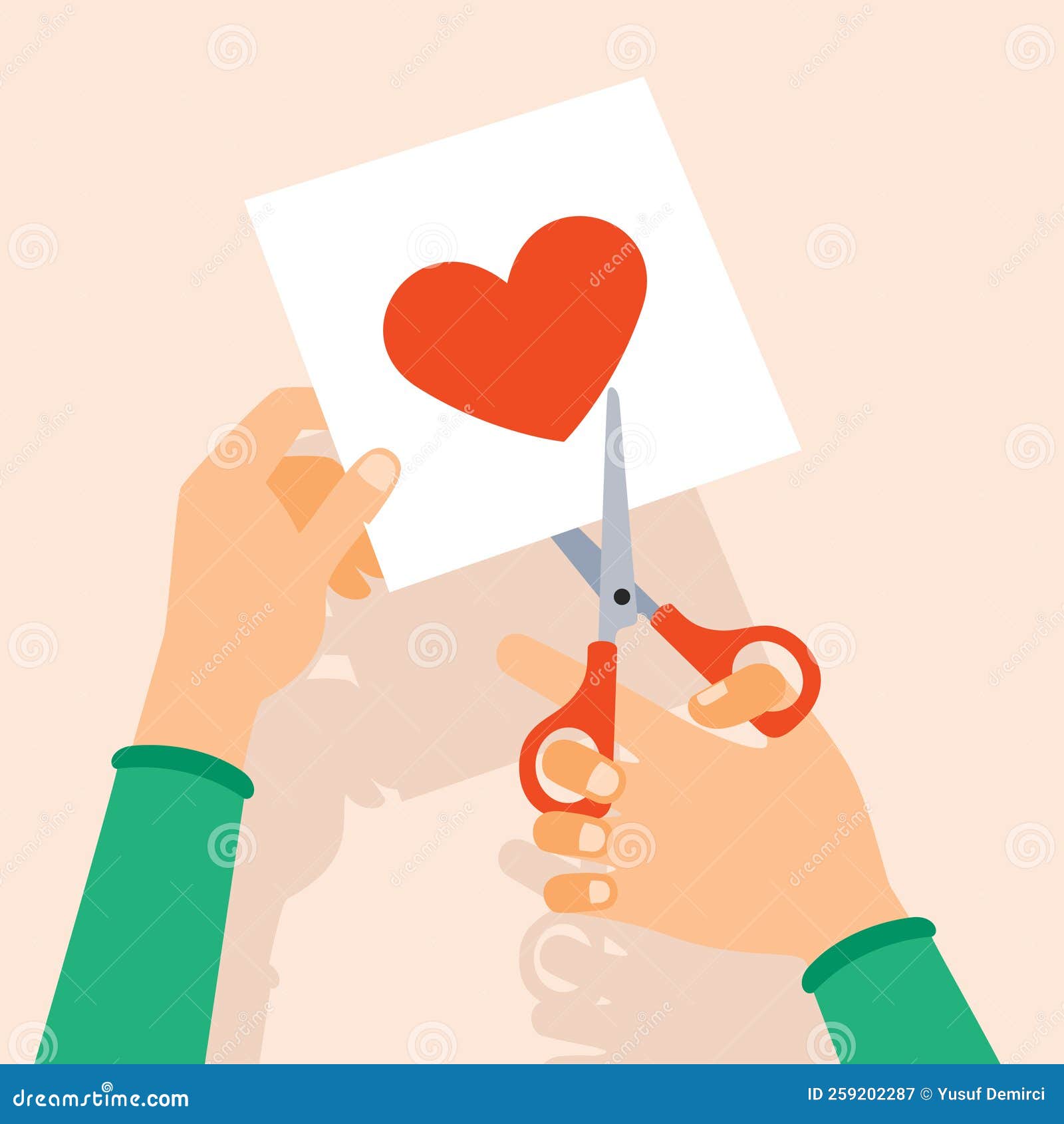 Drawing of Cutting Paper with Scissors Stock Illustration ...