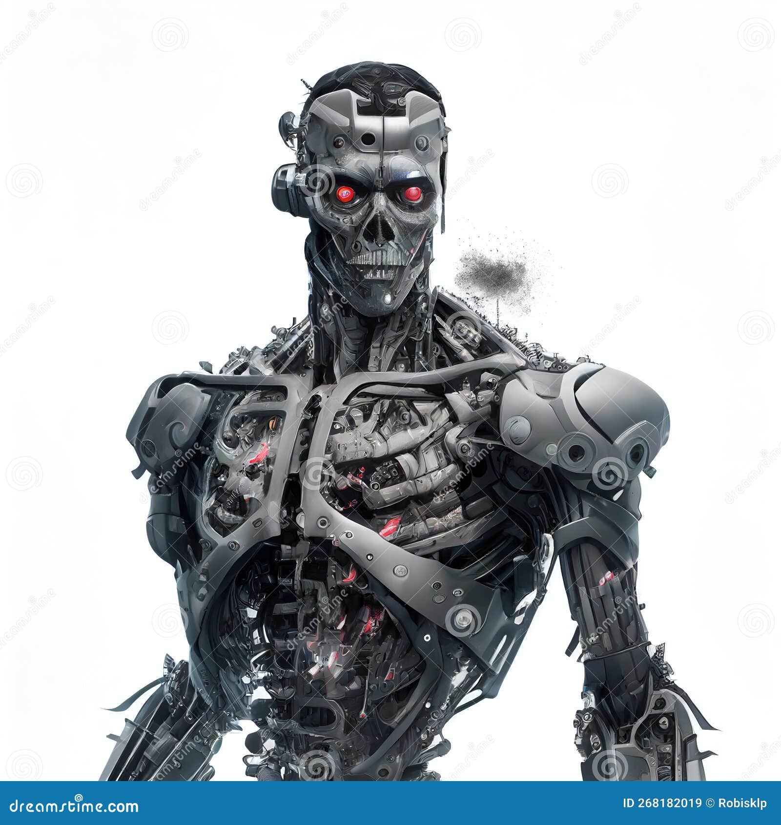 Drawing of a Cyborg on White Background Stock Illustration ...