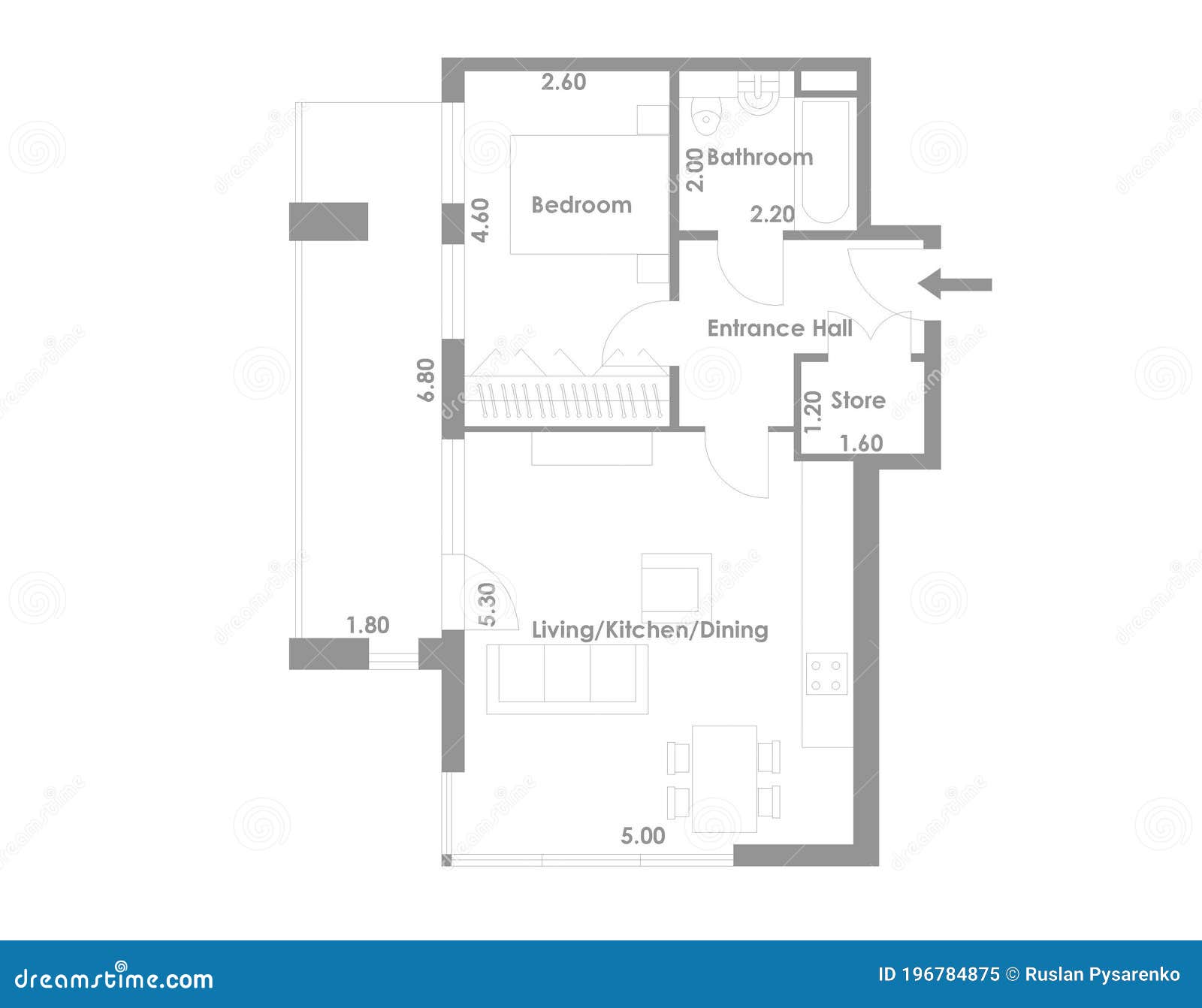 2d Floor Plan. Black&white Floor Plan. House with Interior, Floor Plan ...