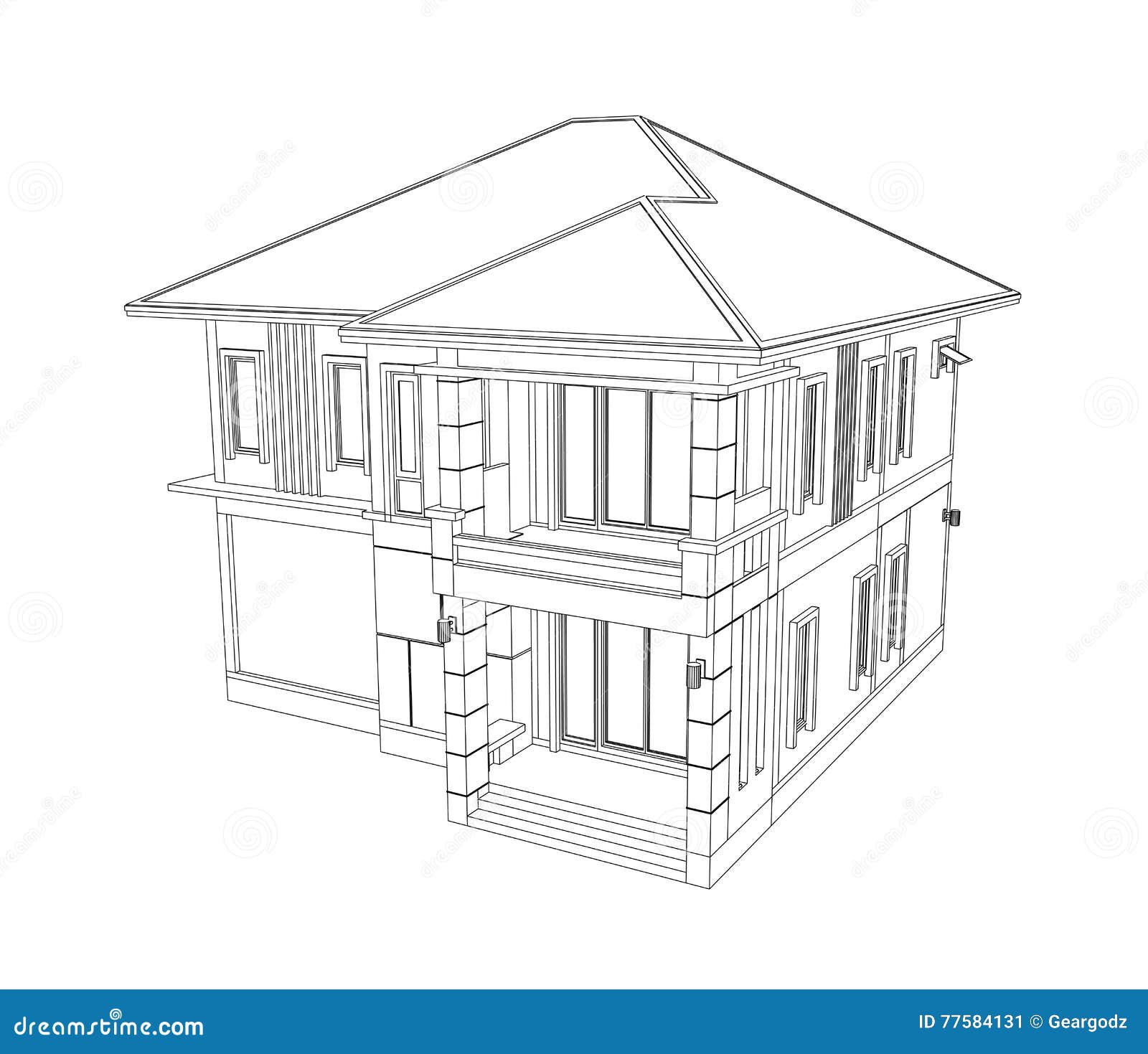 Drawing of 3D Home Building Stock Illustration - Illustration of ...