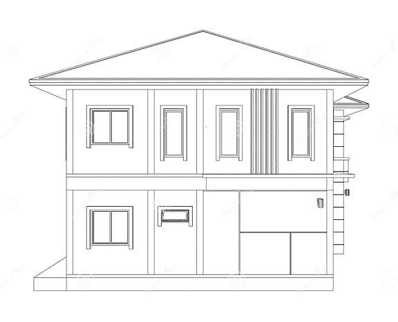 Drawing of 3D Home Building (side View) Stock Illustration ...