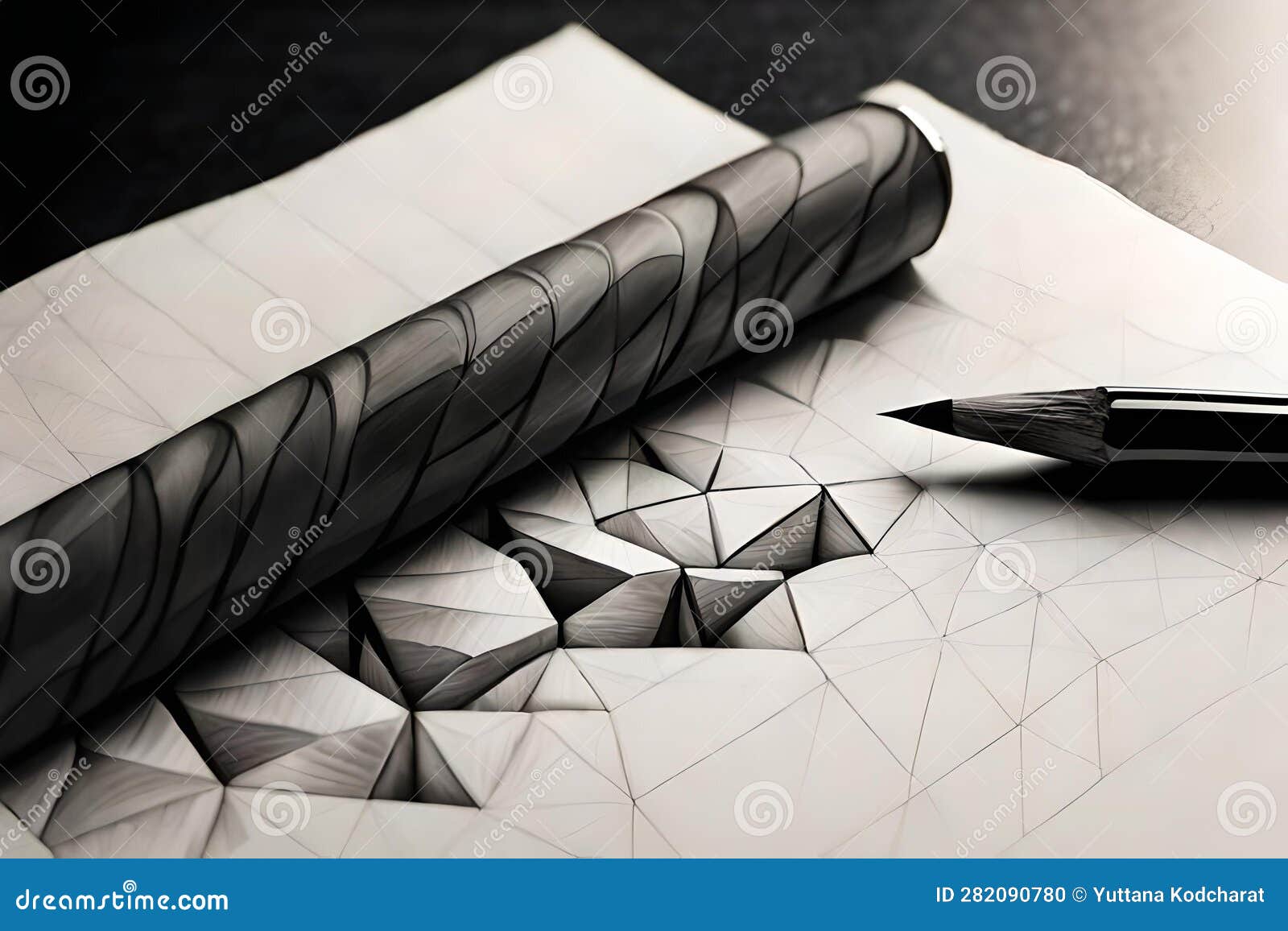 Drawing 3D on Paper GenerativeAI Stock Illustration - Illustration of ...