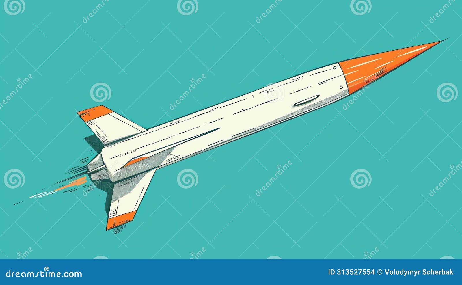 Drawing of Dagger Rocket on a Blue Background Stock Photo - Image of ...