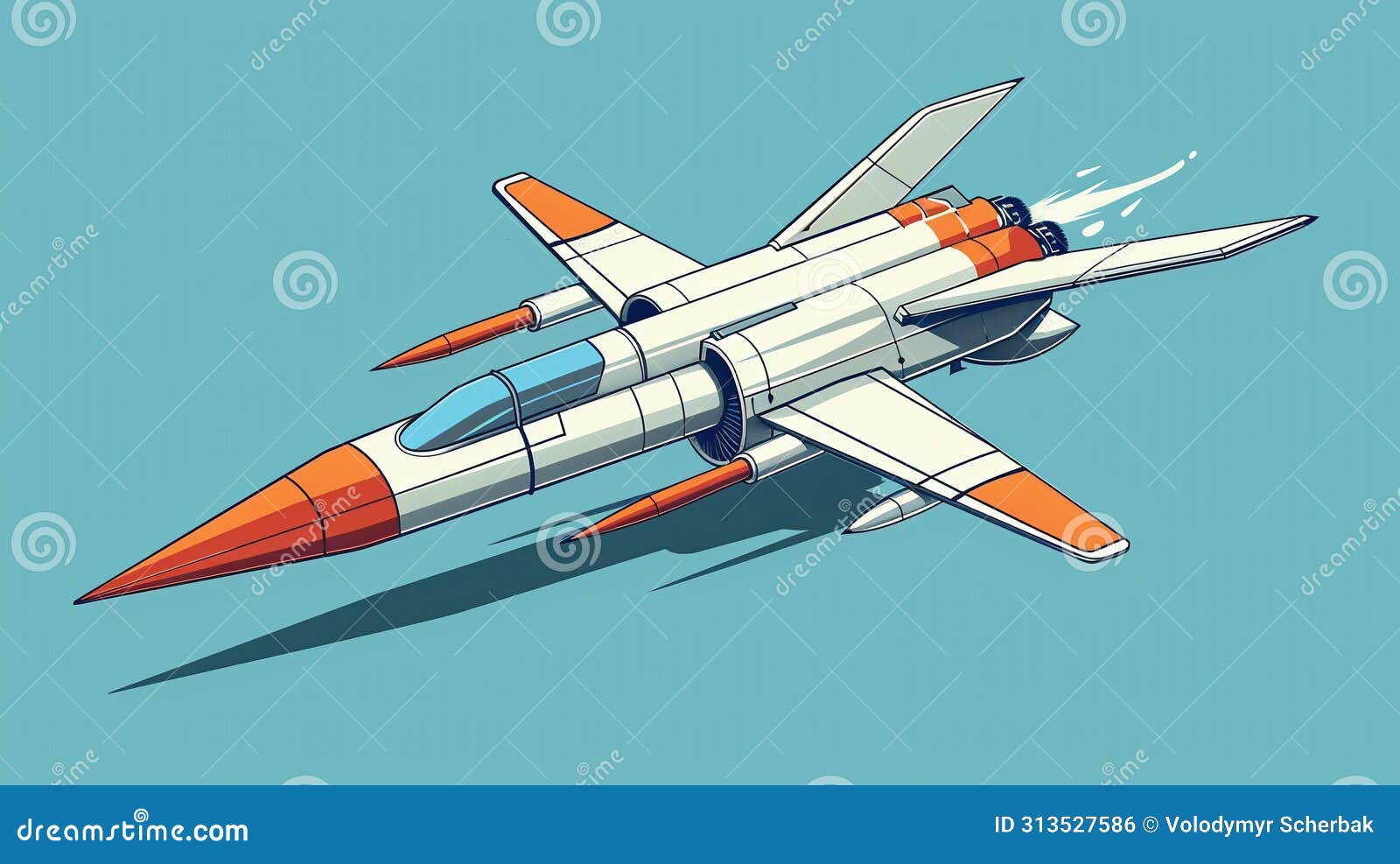 Drawing of Dagger Rocket on a Blue Background Stock Illustration ...