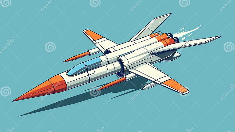 Drawing of Dagger Rocket on a Blue Background Stock Illustration ...