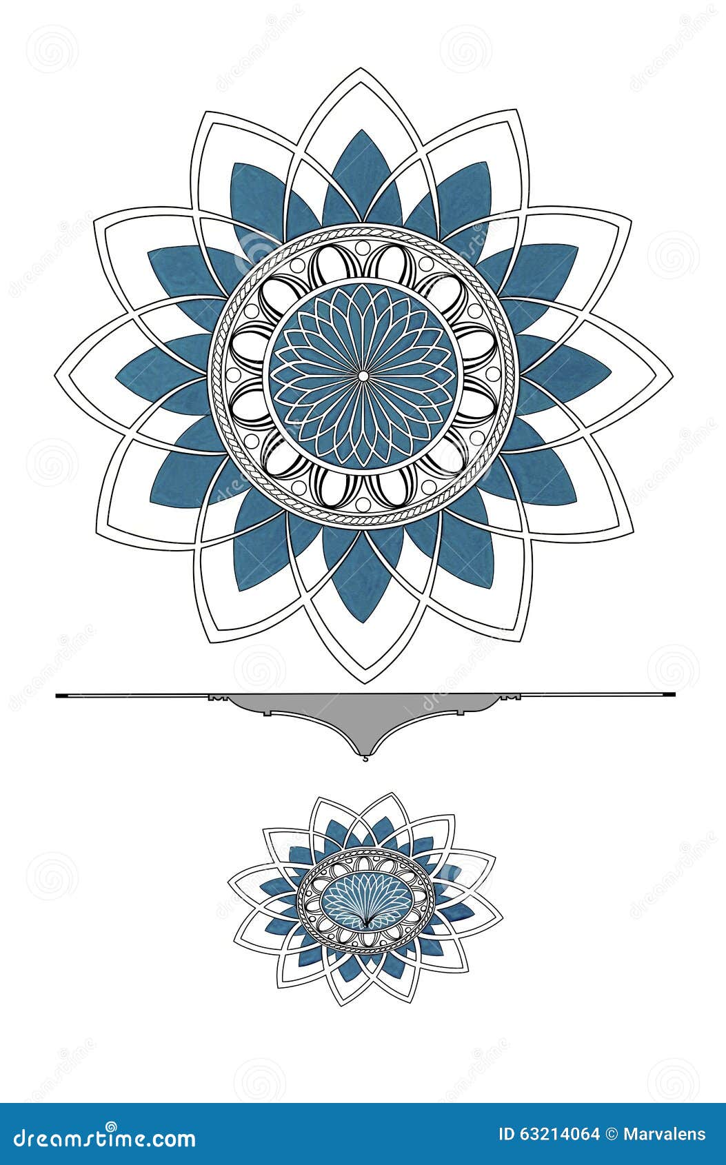 Drawing Decorative Ceiling Rosettes on a White Background Stock ...