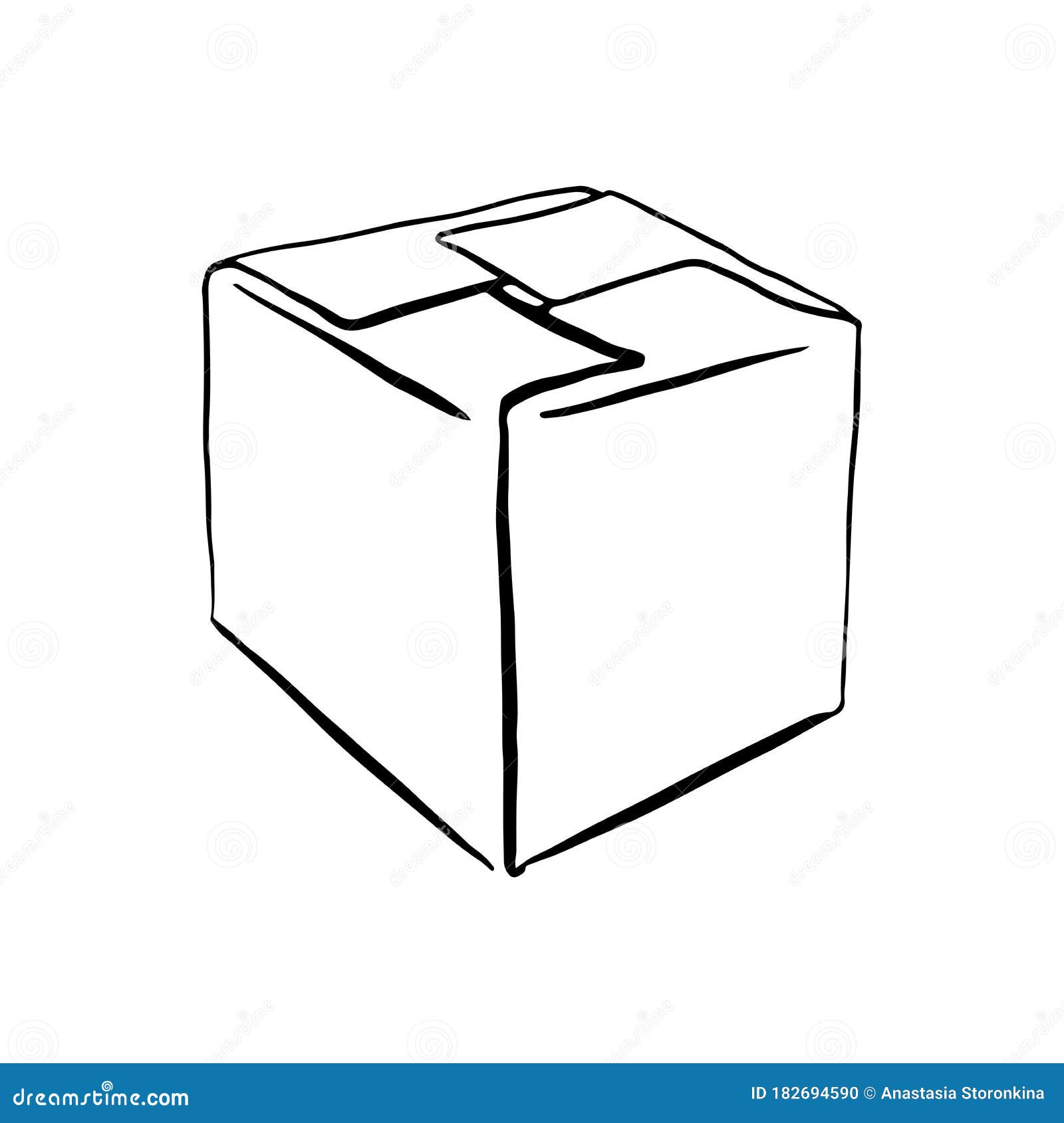 Drawing of Delivery Box. Vector Outline Illustration. Isolated Stock ...