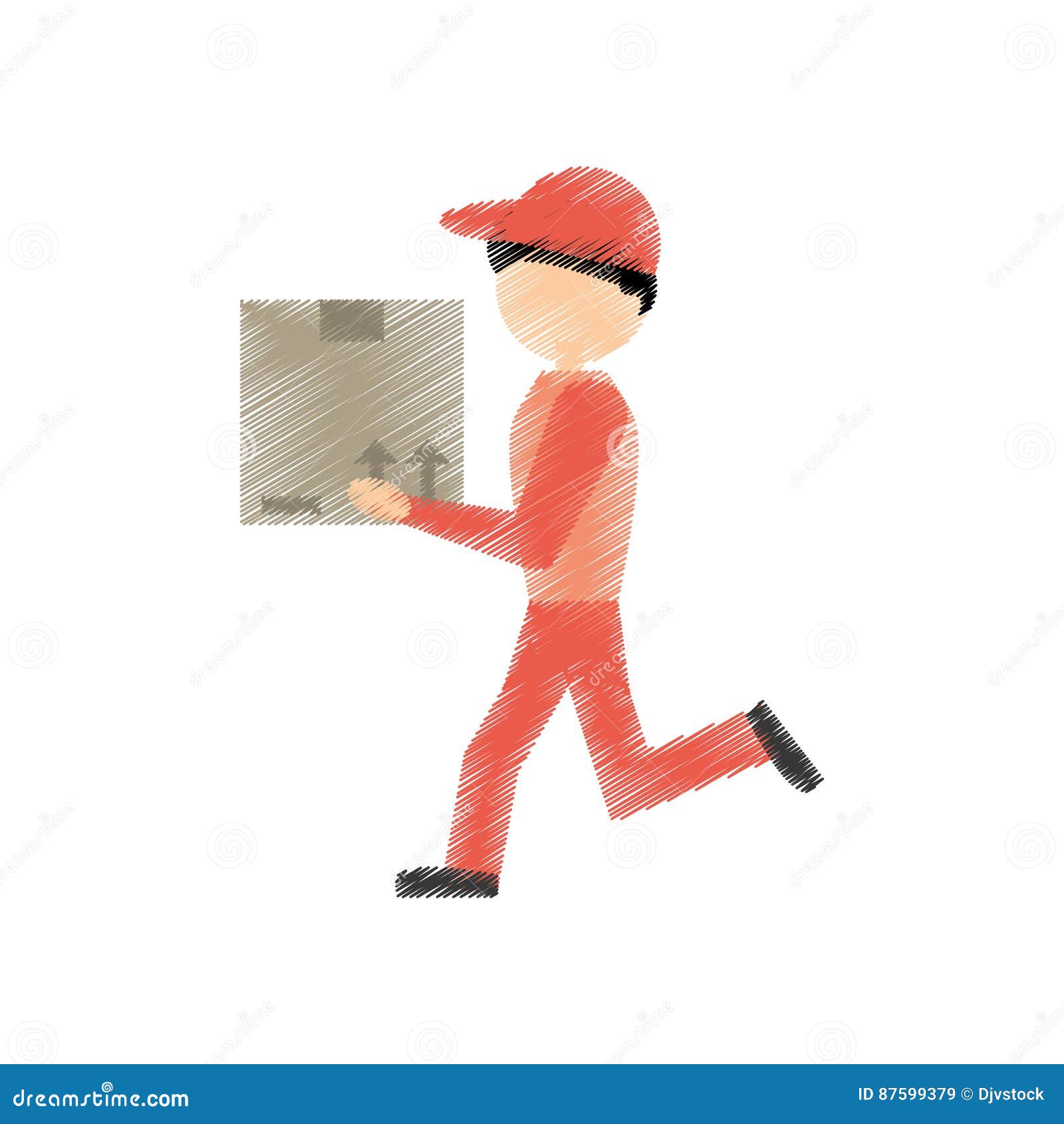 Drawing Delivery Man Handing Box Royalty-Free Illustration ...