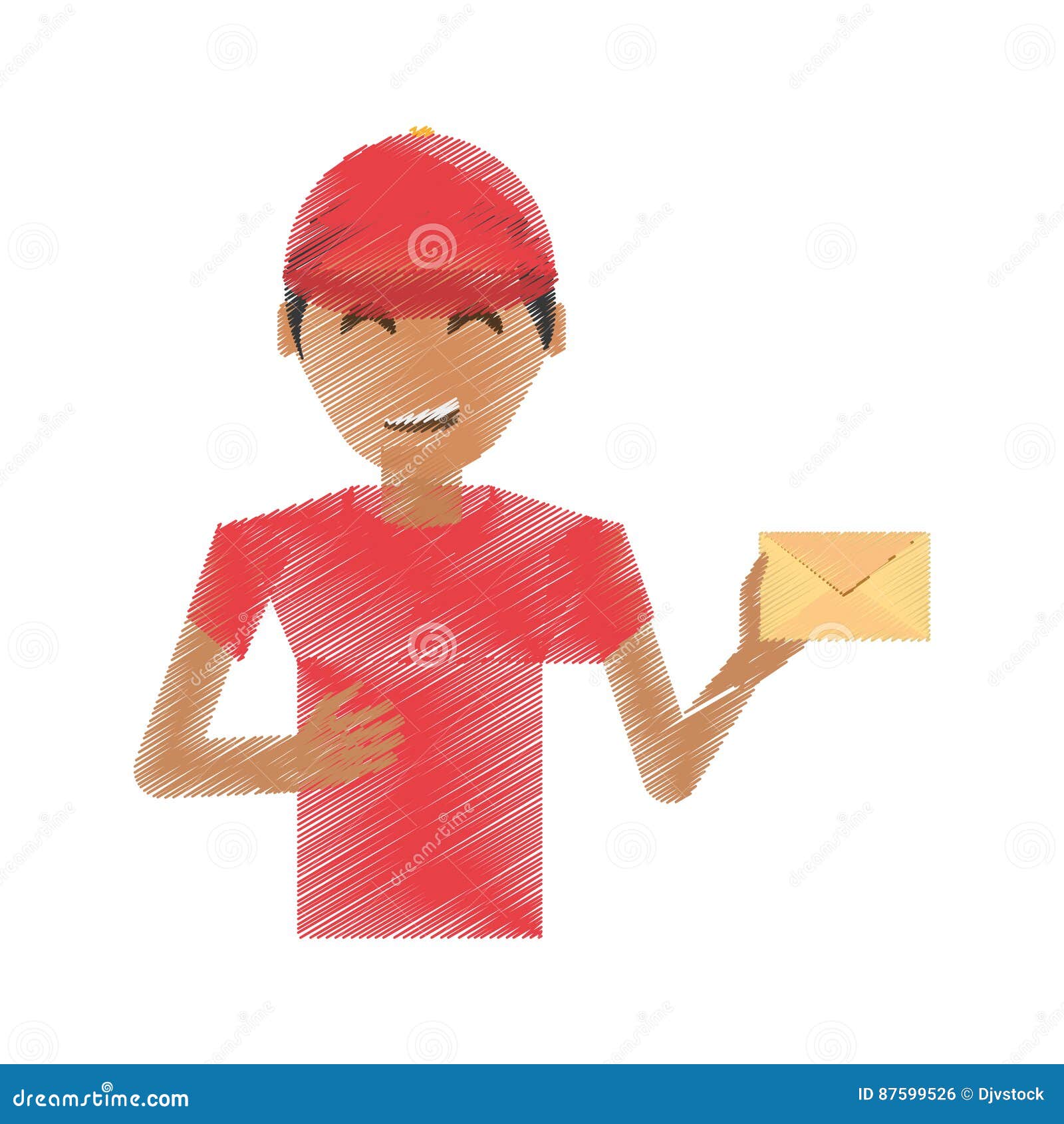 Drawing Delivery Man Package Service Stock Illustration - Illustration ...
