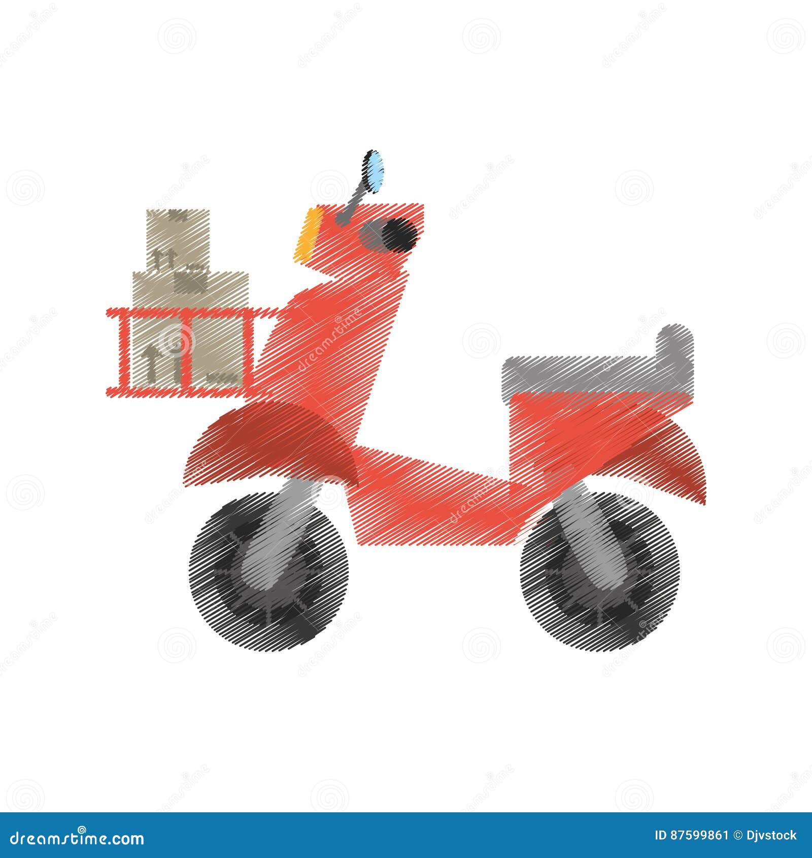 Drawing Delivery Worker Motorcycle Boxes Figure Pictogram Royalty-Free ...