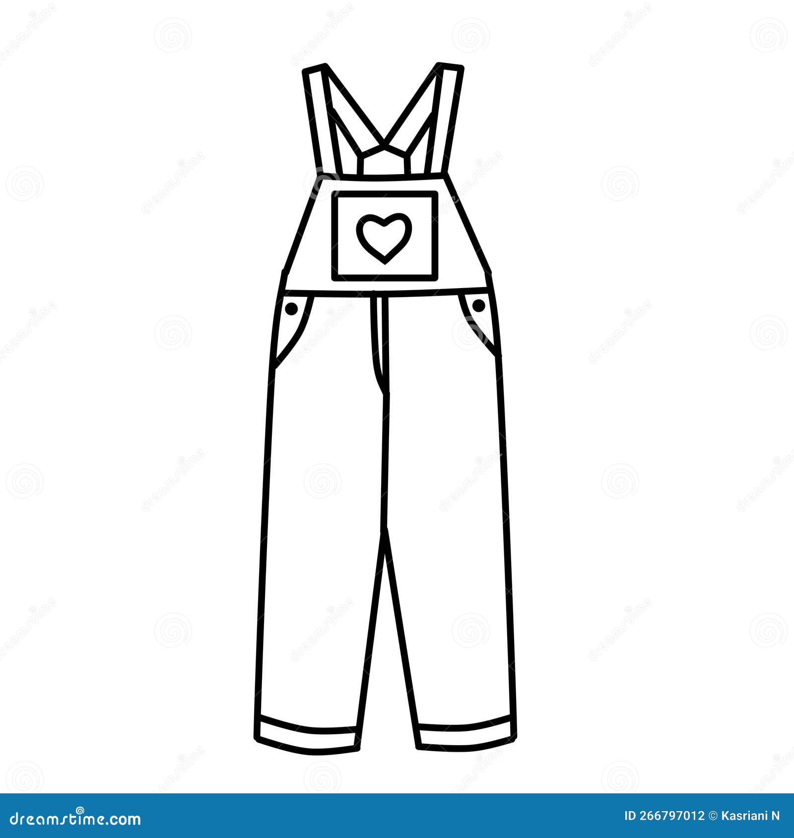 The Drawing of Denim Overall for Coloring. Coloring Page for Kids Stock ...