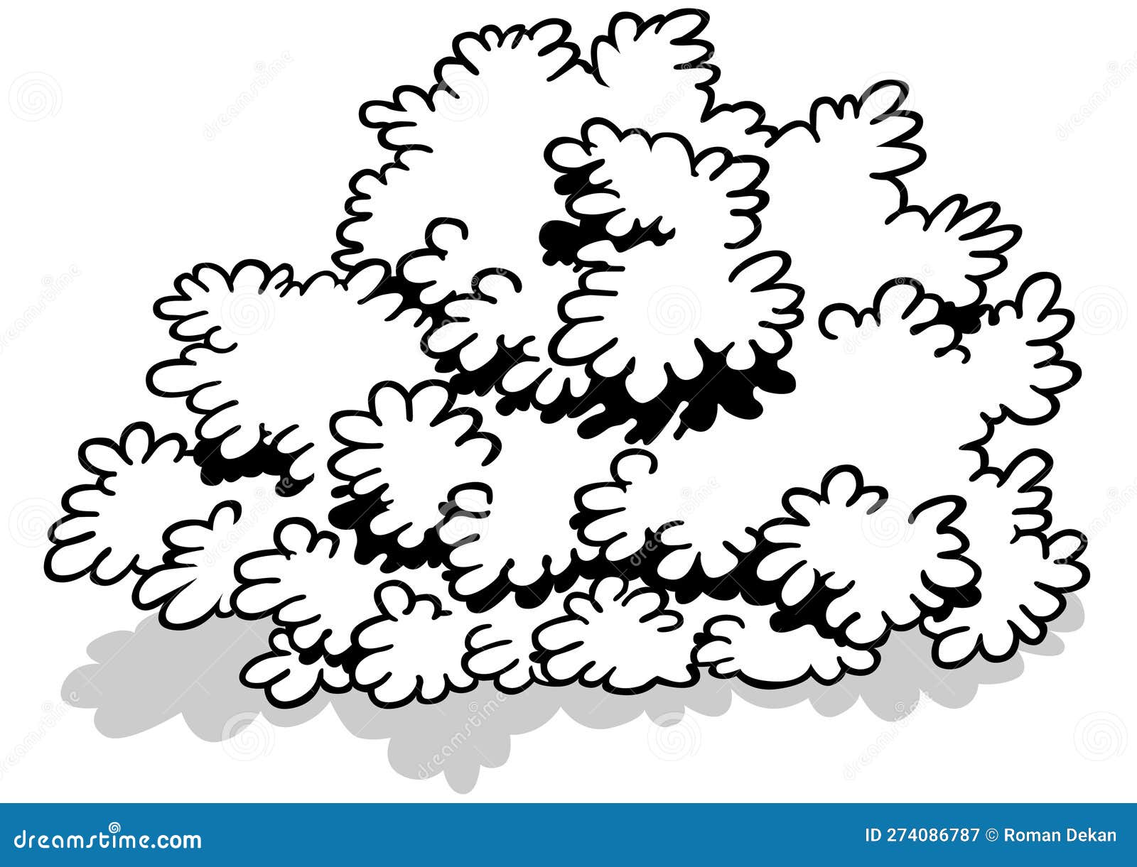 Drawing of a Dense Shrub stock vector. Illustration of contour - 274086787