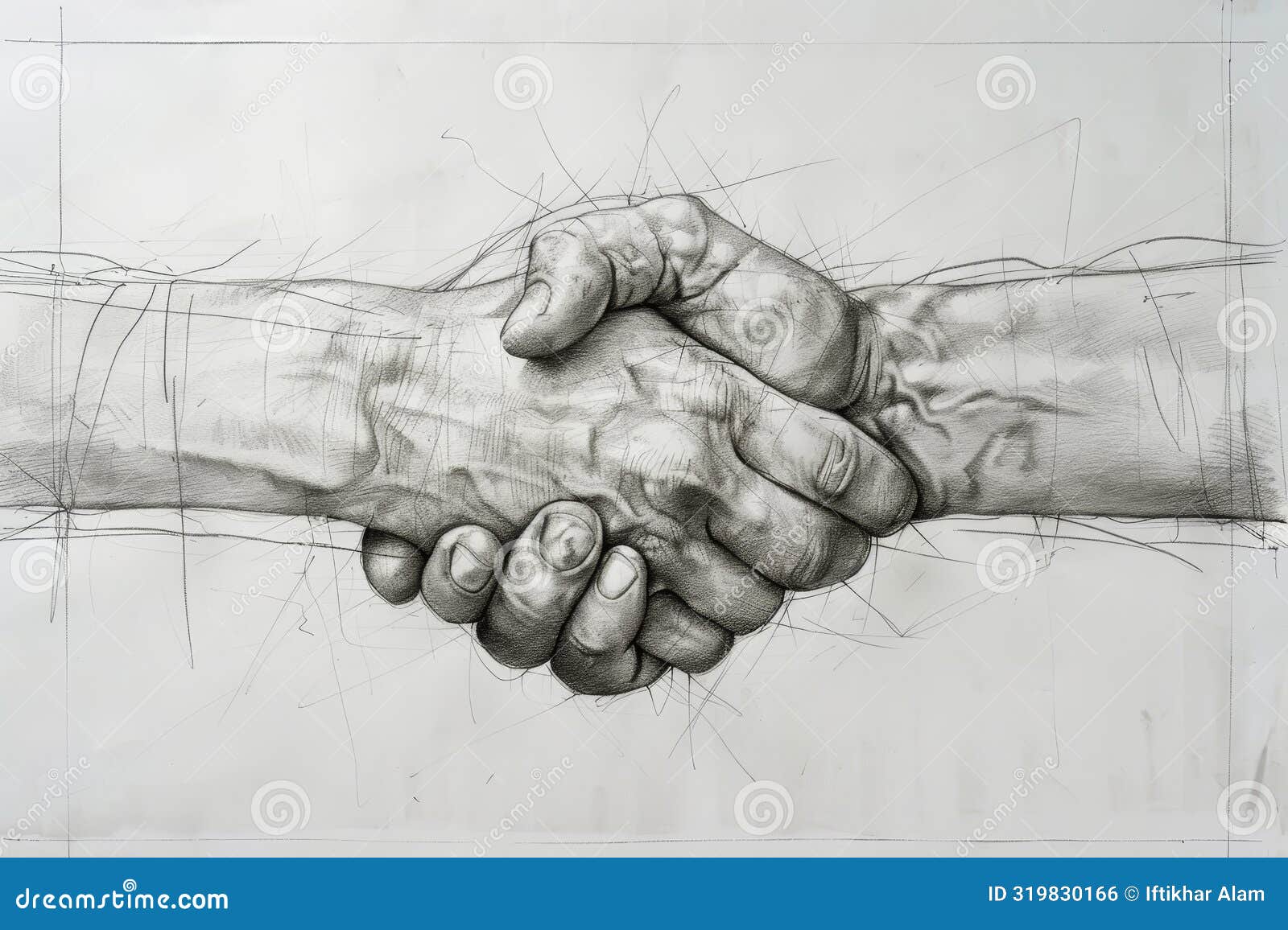 A Drawing Depicting a Handshake between Two Hands, Symbolizing ...