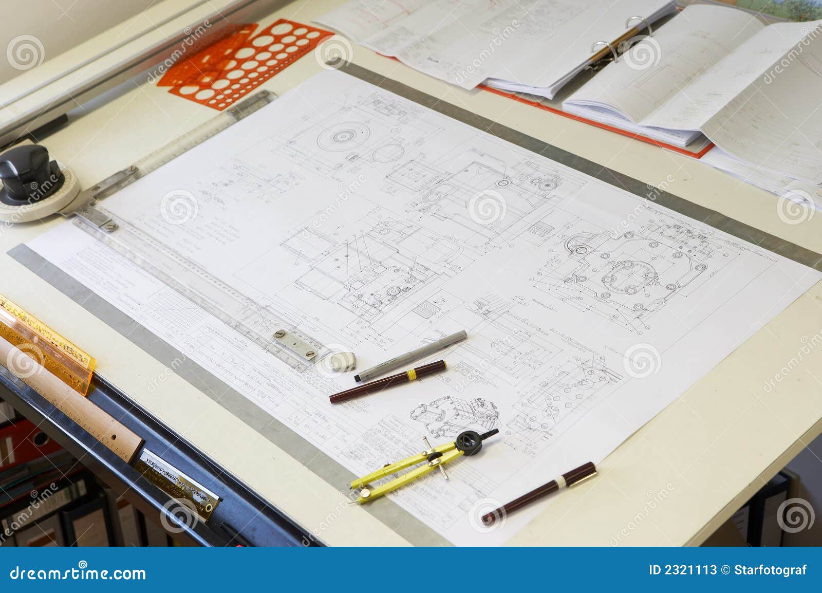 Drawing desk stock image. Image of construction, drawing - 2321113