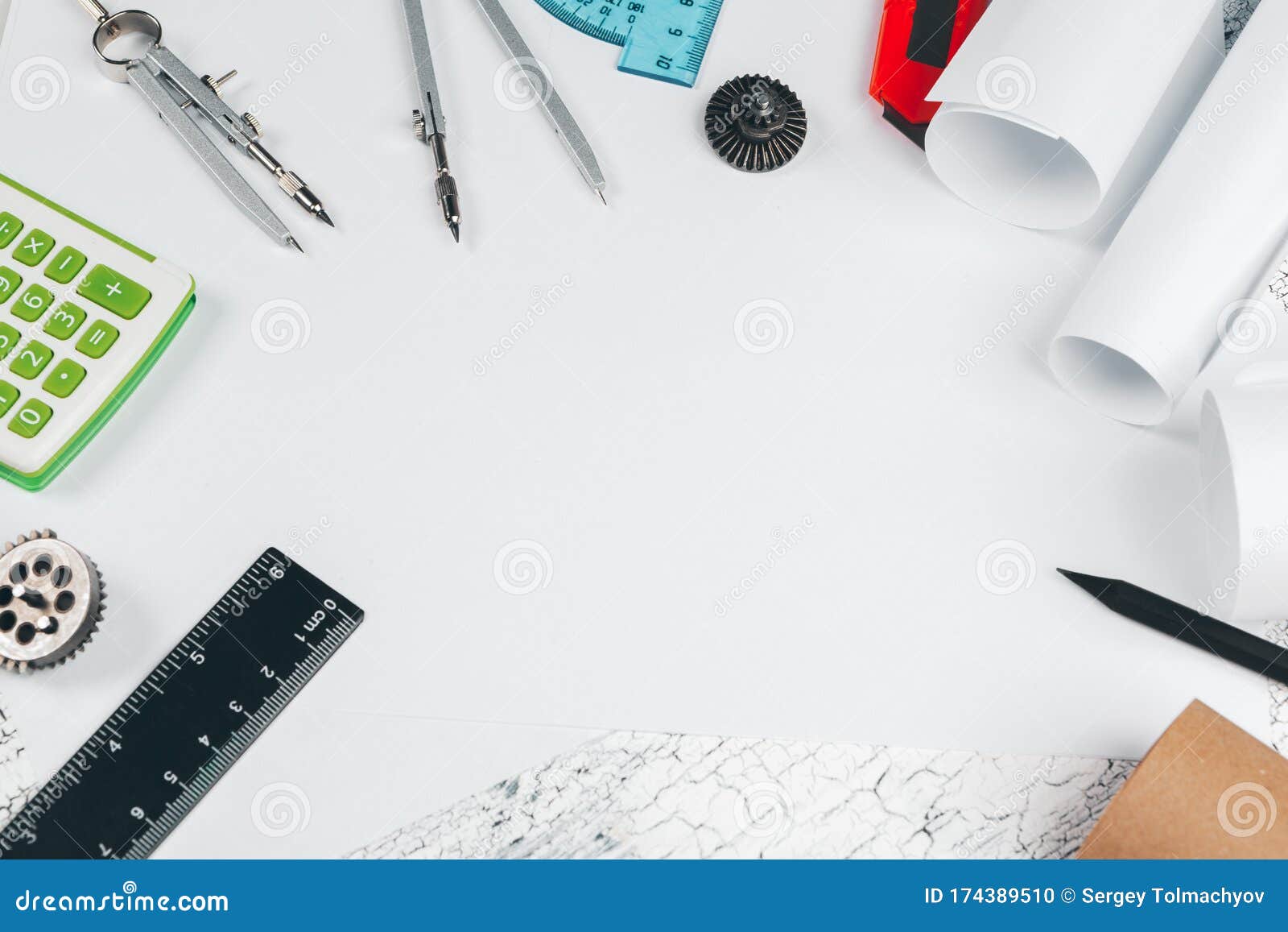 Drawing Desk with Tools for Drawing Top View Stock Photo - Image of ...