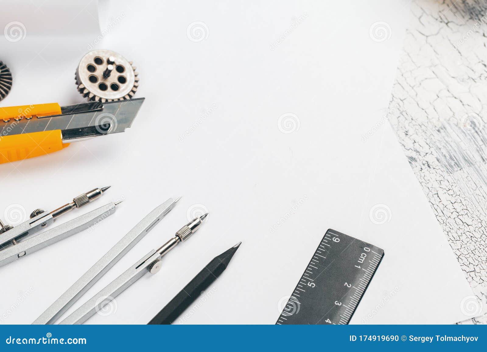 Drawing Desk with Tools for Drawing Top View Stock Photo - Image of ...