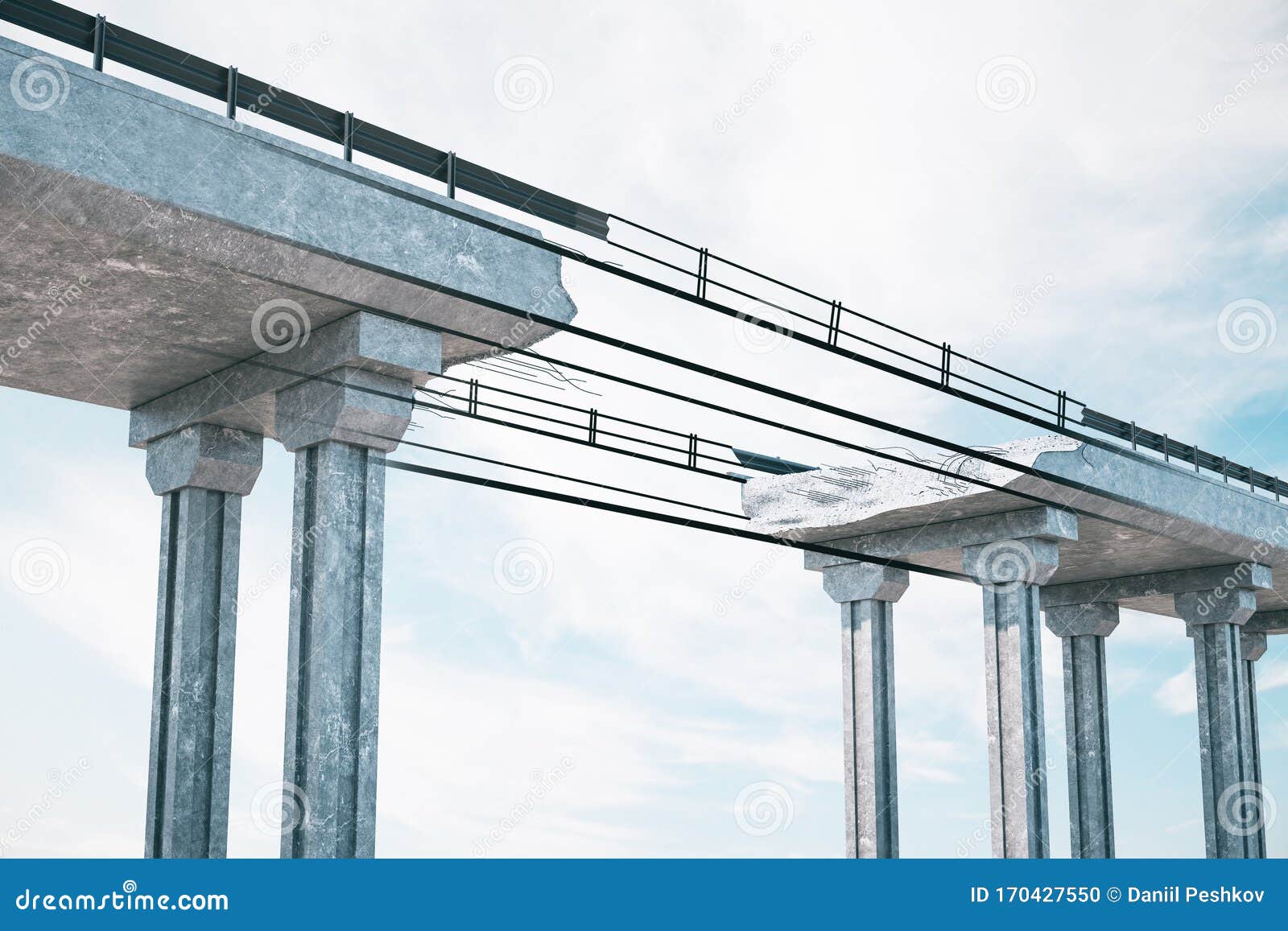 Drawing destroyed bridge stock illustration. Illustration of male ...