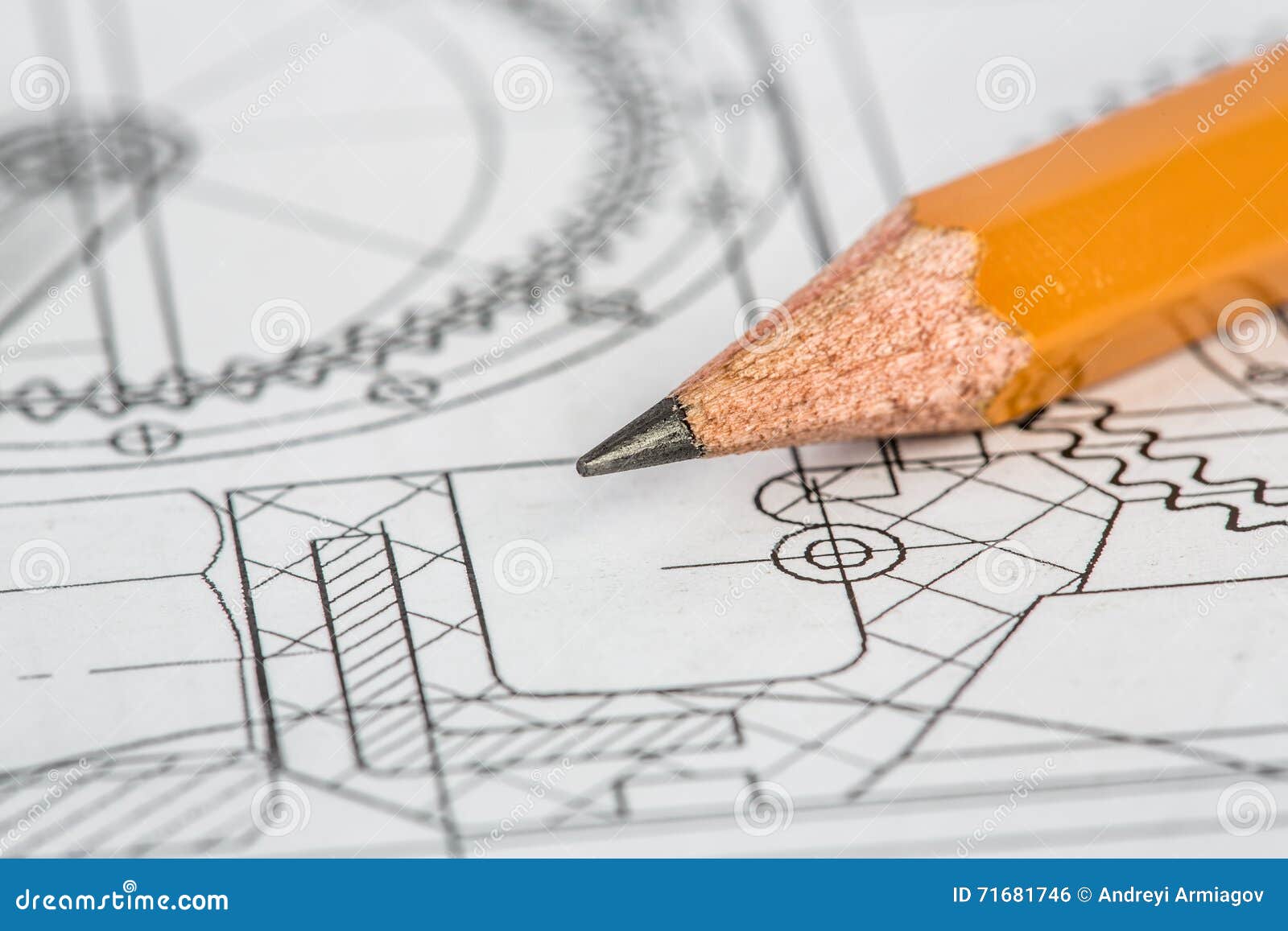 Drawing detail and pencil stock photo. Image of document - 71681746