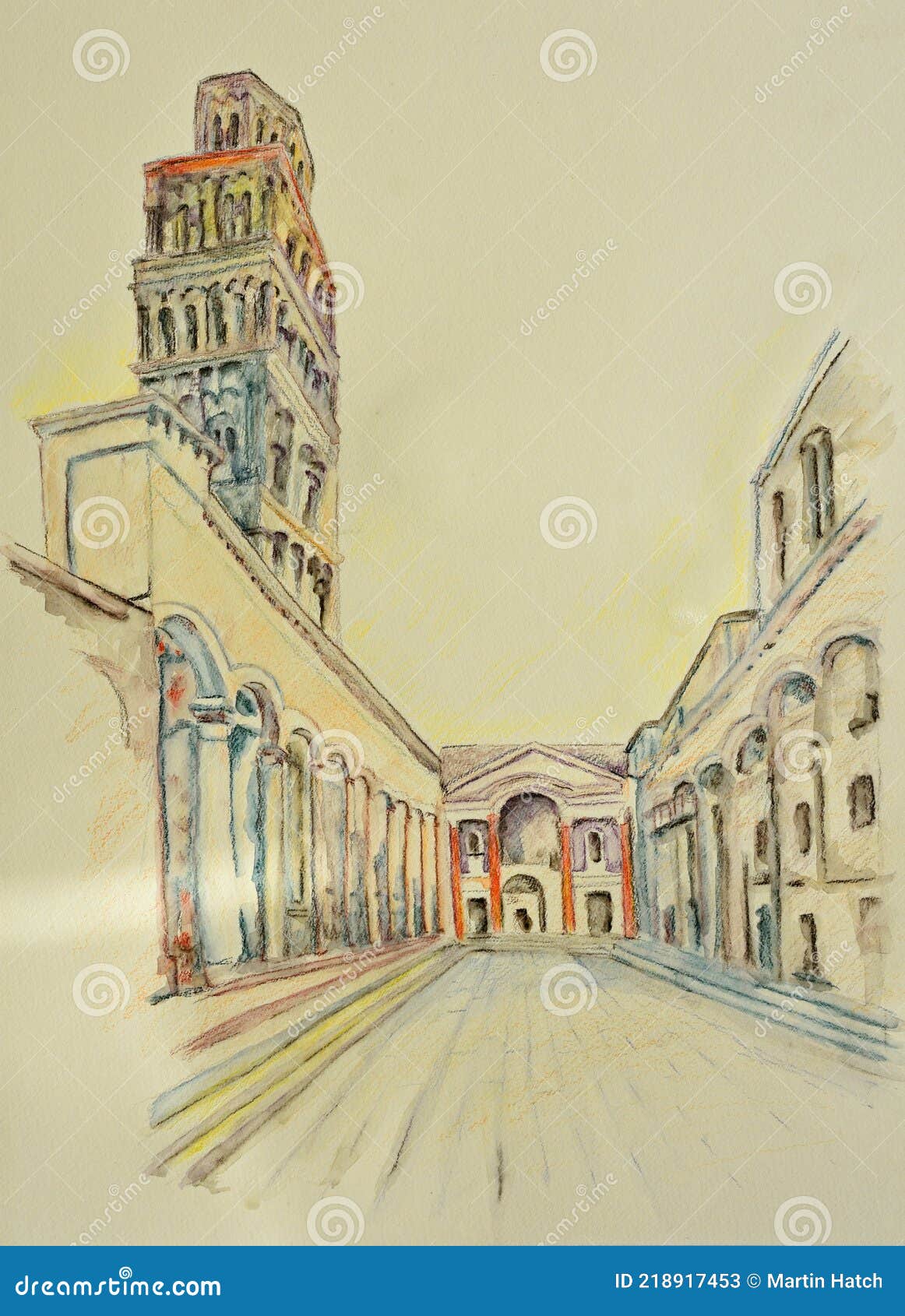 Drawing of the Diocletian Palace in Split Croatia Stock Image - Image ...