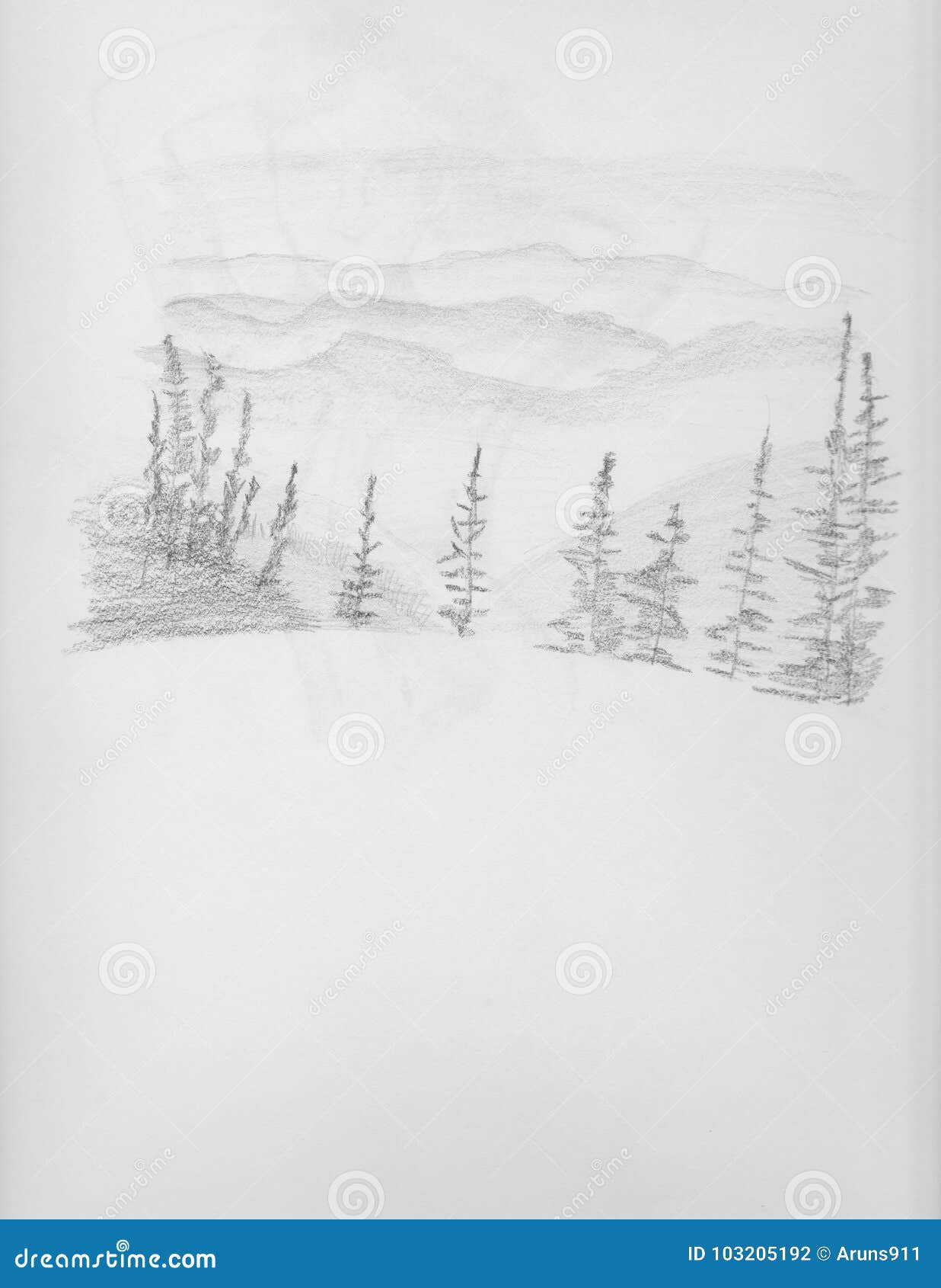 Distant pine trees stock illustration. Illustration of snow - 103205192