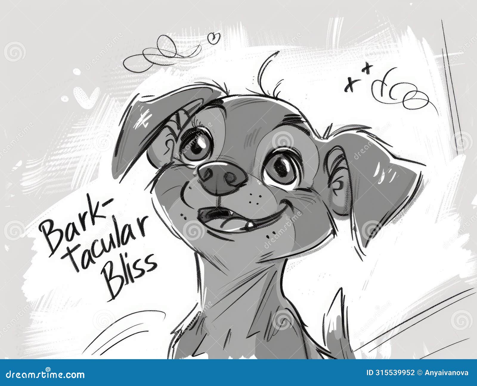 A Drawing of a Dog with a Big Smile on it S Face Stock Illustration ...