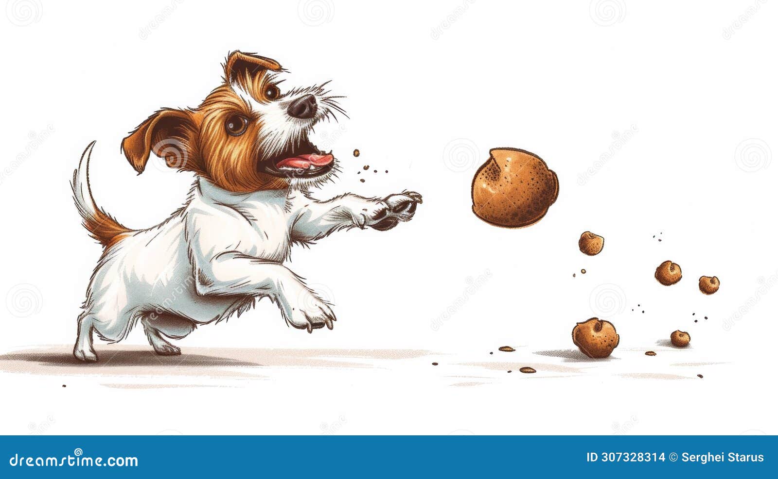 A Drawing of a Dog Catching an Apple with Its Mouth, AI Stock ...