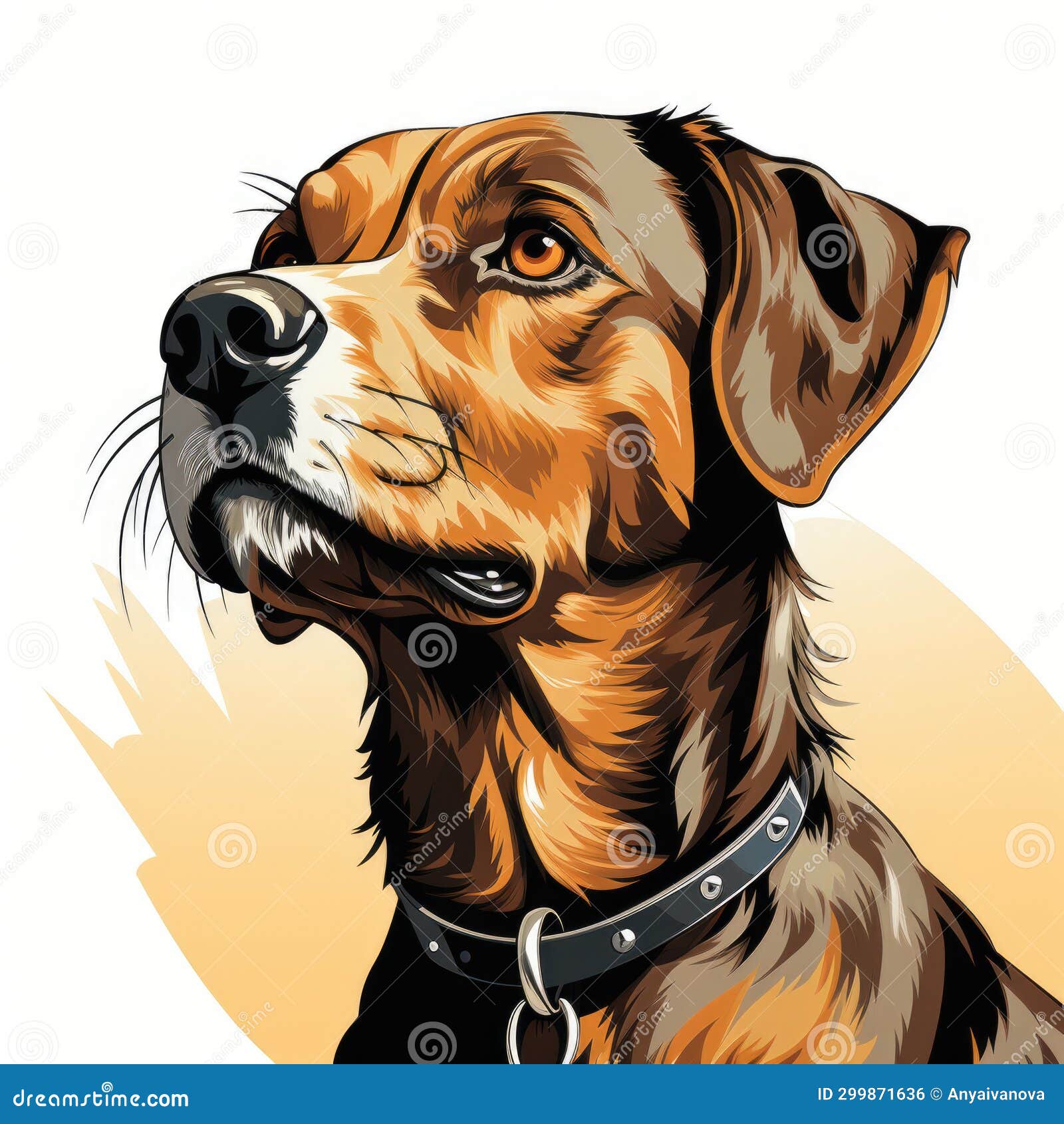 A Drawing of a Dog with a Collar Stock Illustration - Illustration of ...