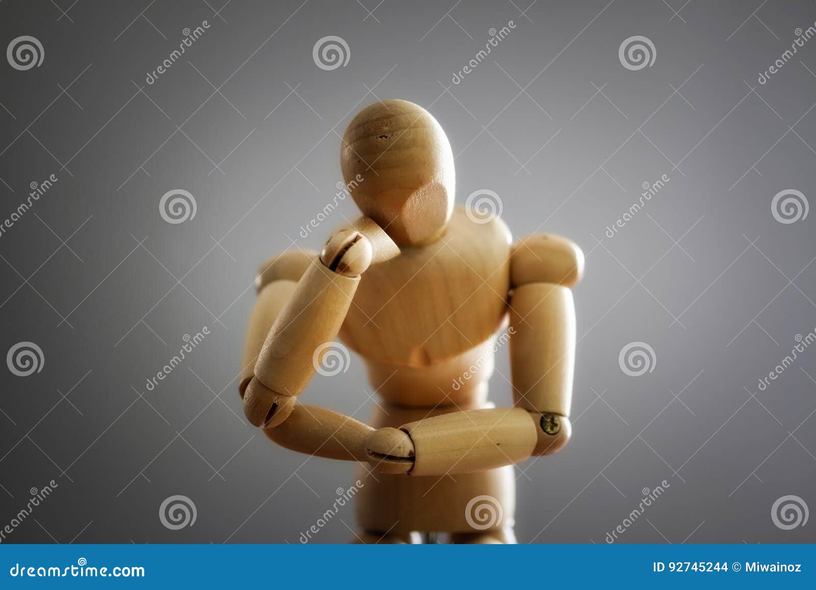 Drawing Doll in Thinking Pose Stock Photo - Image of body, person: 92745244