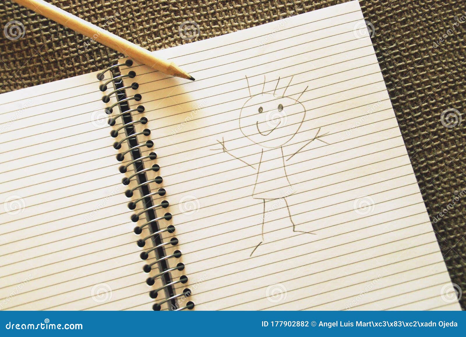 Drawing of a Doodle in a Notebook. Stock Photo - Image of open, blank ...