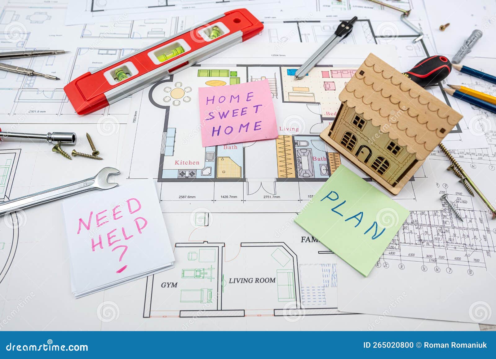 Drawing and Drafting Table with Drawing Tools Spread Out. Stock Photo ...