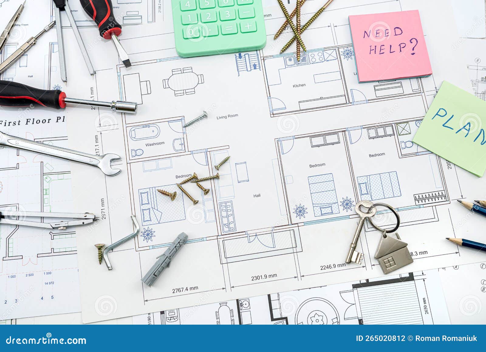 Drawing and Drafting Table with Drawing Tools Spread Out. Stock Photo ...
