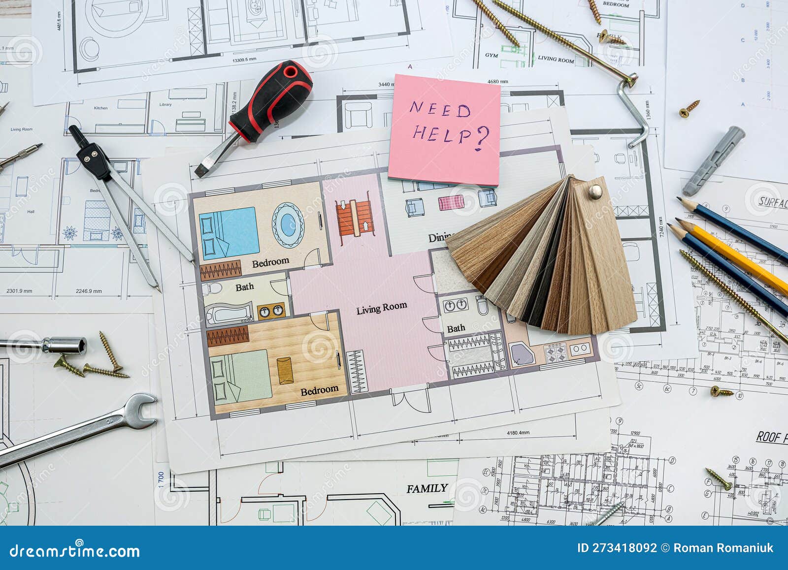 Drawing and Drafting Table with Drawing Tools Spread Out. Stock Photo ...