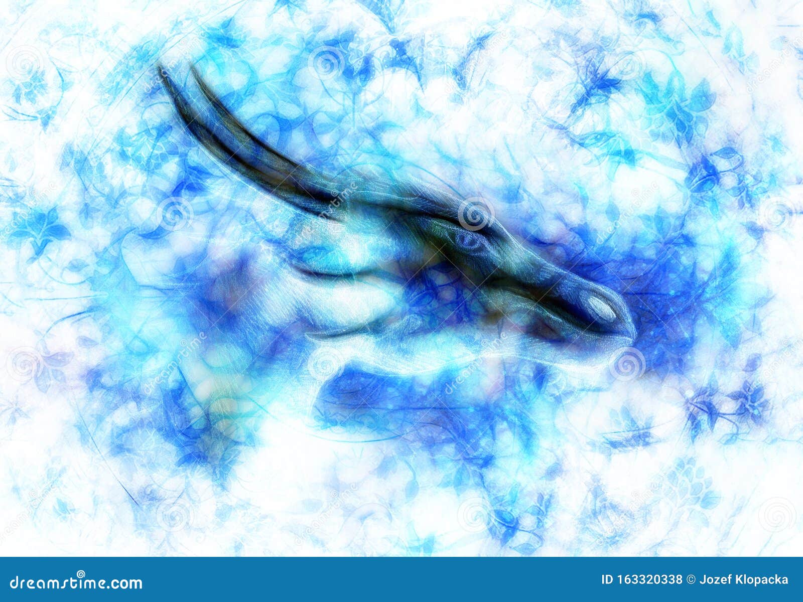 Drawing of Dragon Head on Abstract Background. Profile Portrait Stock ...