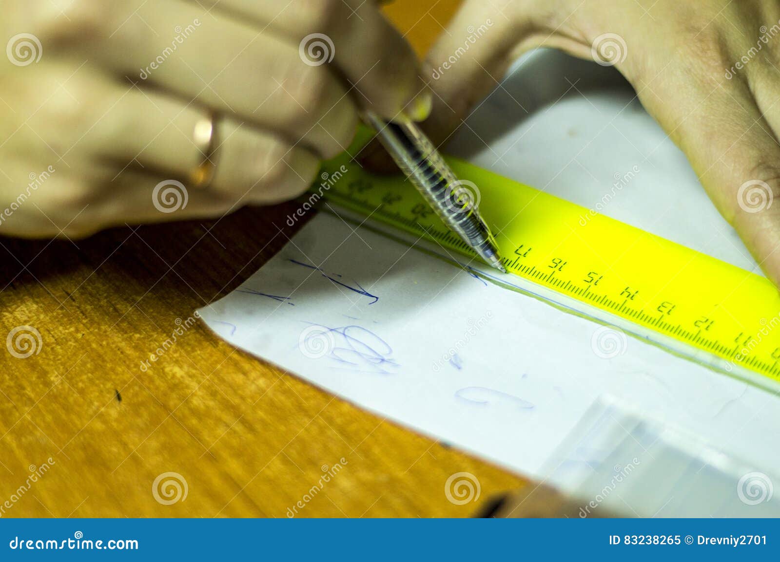 Drawing Drawing with a Ruler and Pencil Stock Image - Image of business ...
