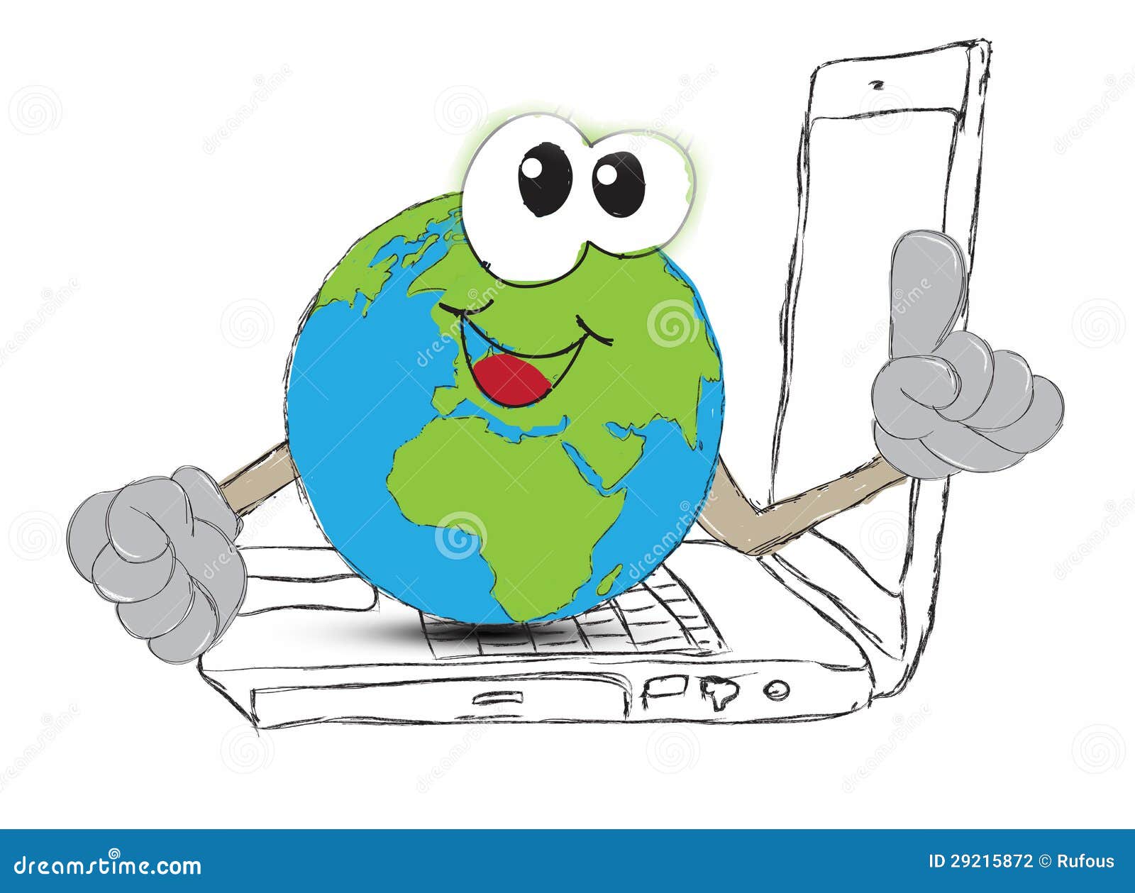 Drawing an Earth Globe As the World on Your Laptop Computer Keyboard ...