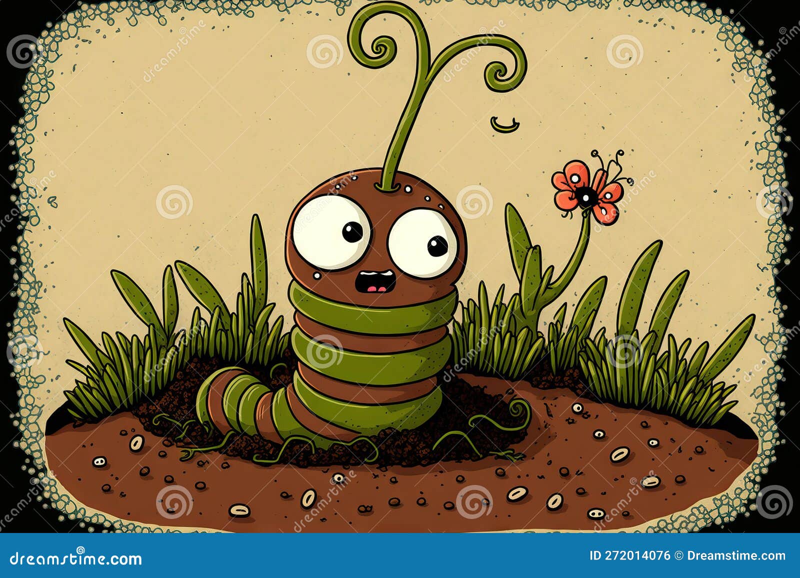 A Drawing of an Earthworm in a Garden Stock Illustration - Illustration ...