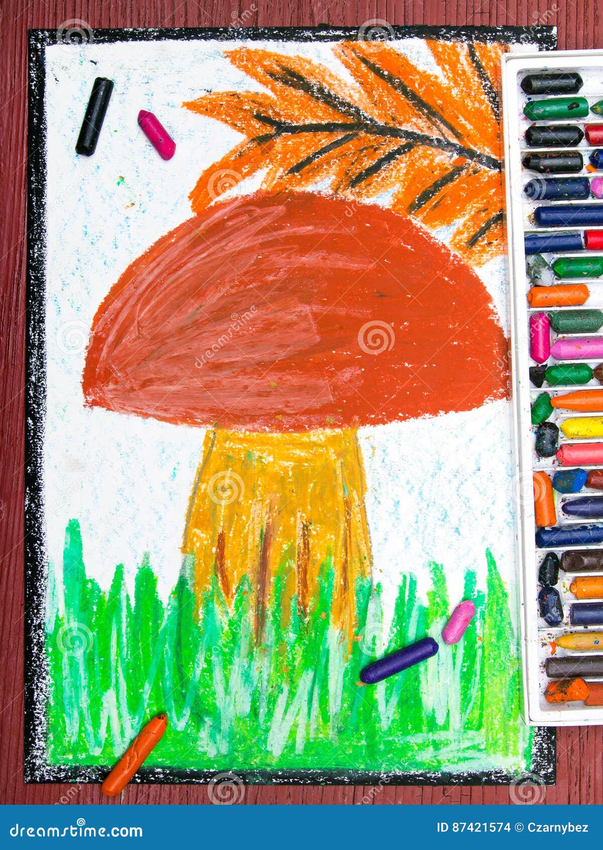 Drawing: Edible Mushroom in the Grass Stock Illustration - Illustration ...