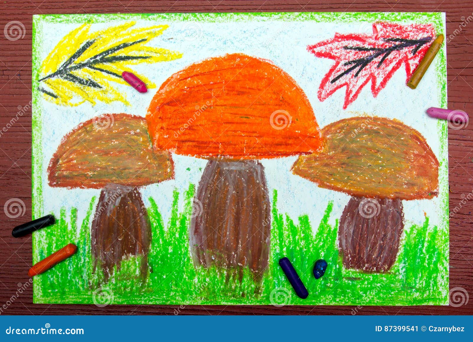 Drawing: Edible Mushrooms in the Grass Stock Image - Image of nature ...