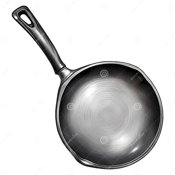 Drawing of Empty Frying Cast Iron Pan. Kitchenware Stock Illustration ...
