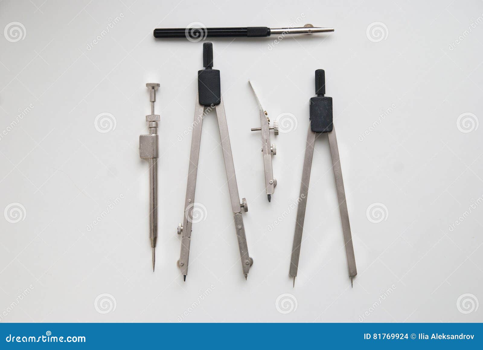 Drawing Engineering Tools on a White Surface Stock Photo - Image of ...