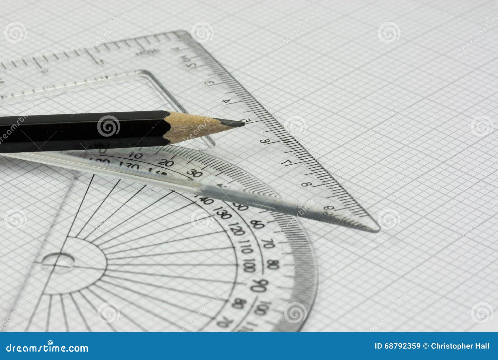 Drawing Equipment on Graph Paper Stock Image - Image of work, technical ...