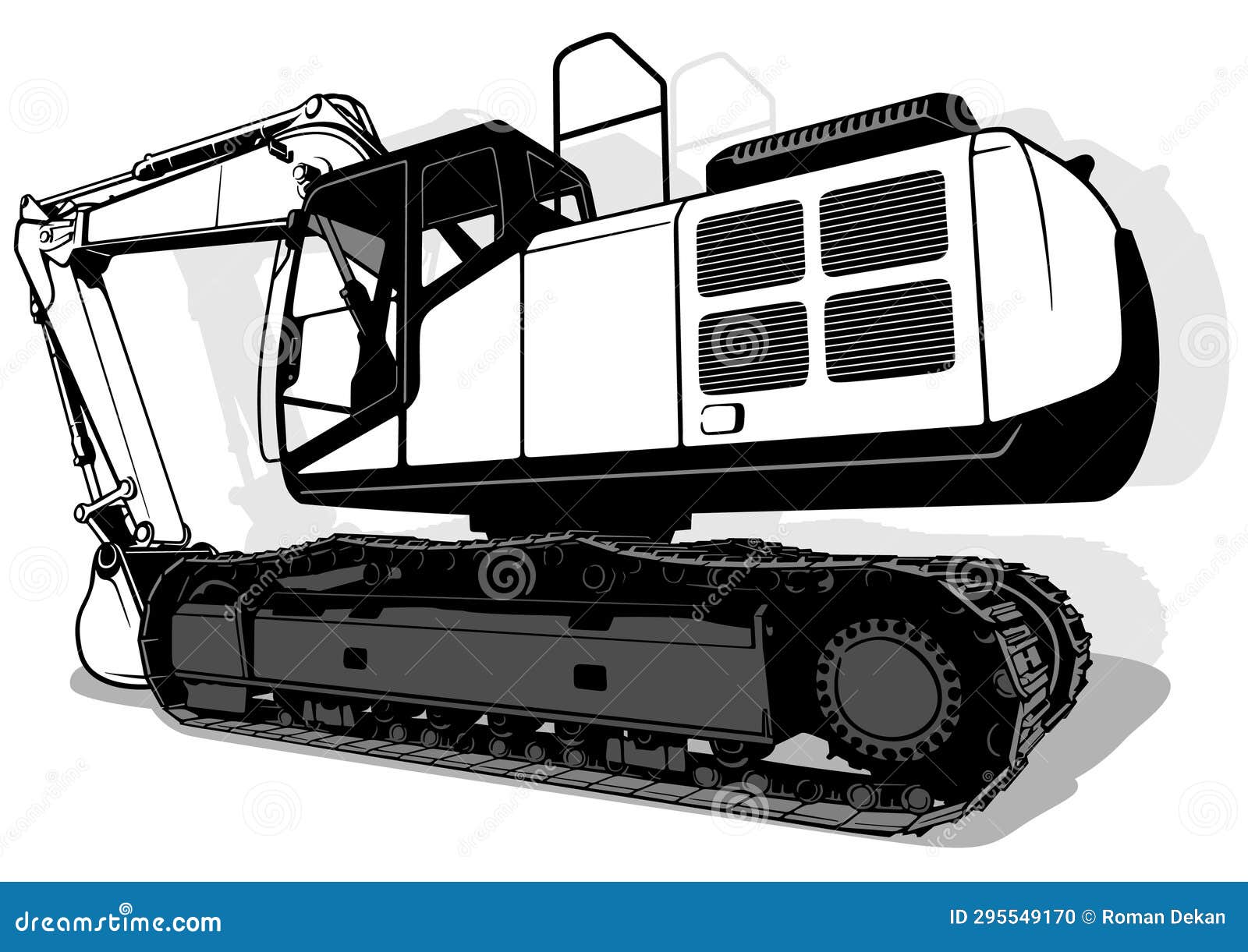 Drawing of an Excavator from the Side View Stock Vector - Illustration ...