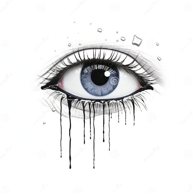 A Drawing of an Eye with Dripping Water Stock Illustration ...