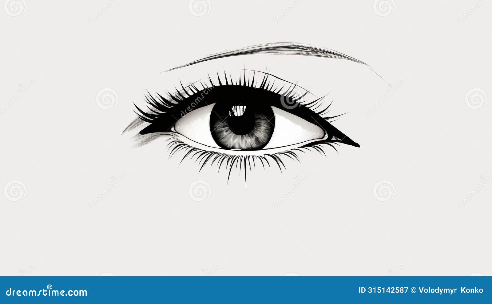 A Drawing of an Eye with Long Lashes Stock Illustration - Illustration ...