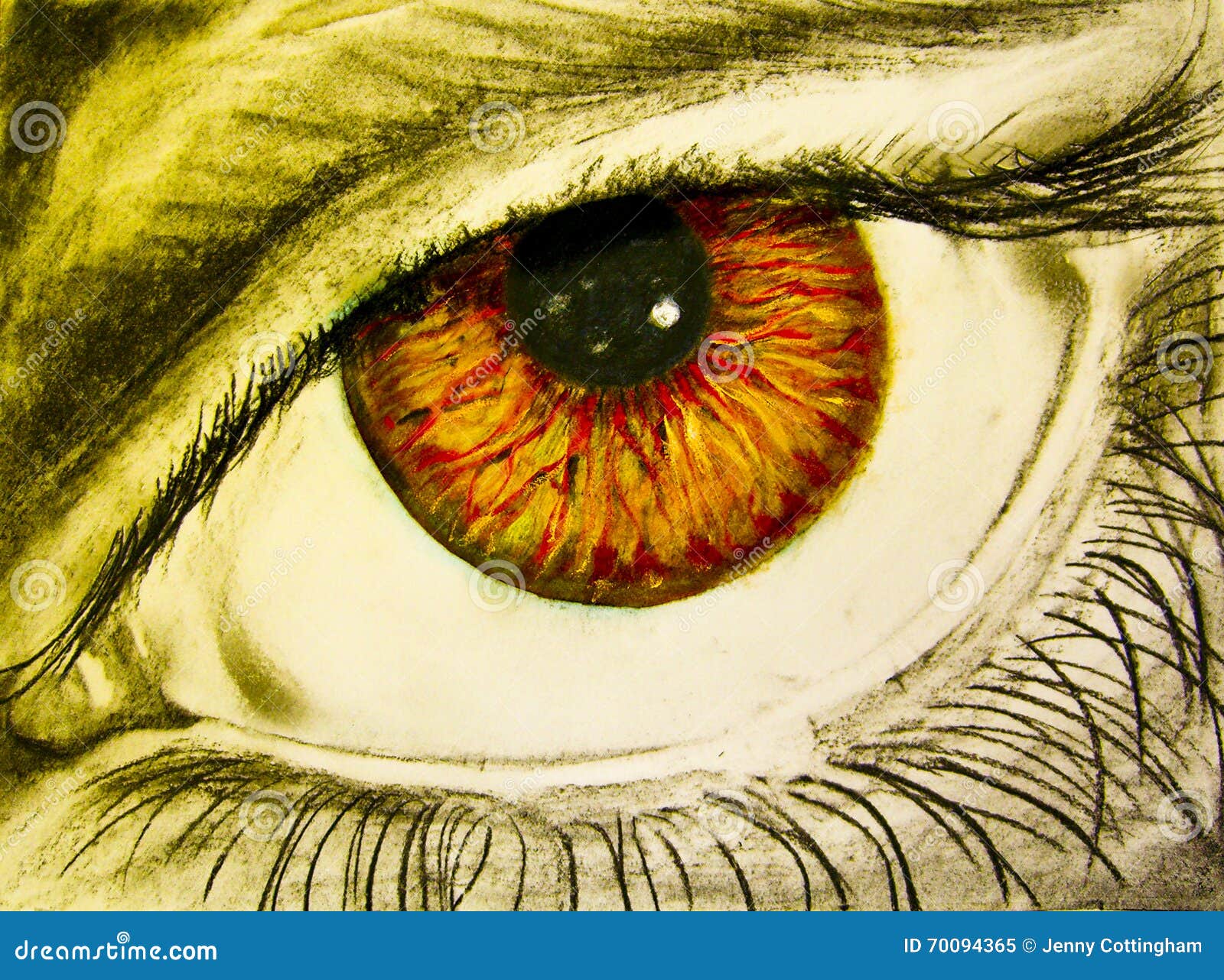 Drawing of Eye with Orange Pupil Stock Illustration - Illustration of ...